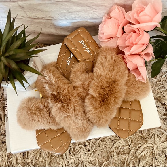 Nasty Gal | Shoes | Quilted Furry Slides | Poshmark